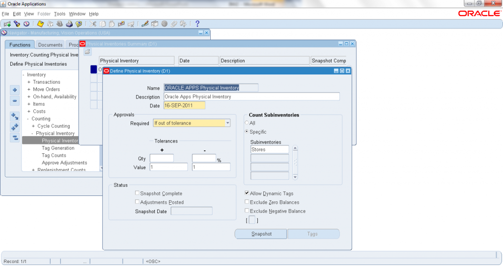 Physical Inventory Setups | ORACLE APPS COMMUNITY