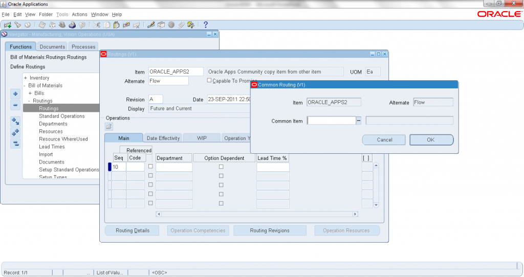 Create Common Routing | ORACLE APPS COMMUNITY